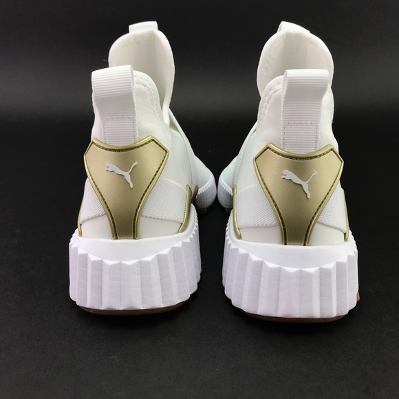 Puma | Shoes | Puma Womens Defy Mid Sparkle White Gold Sneakers | Poshmark